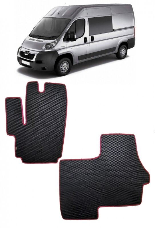 Ева коврики Peugeot Boxer 2006 - 2015/ Ева ЭВА сота/ цвет Черный c черной окантовкой / EVA Smart / коврики в салон автомобиля Пежо