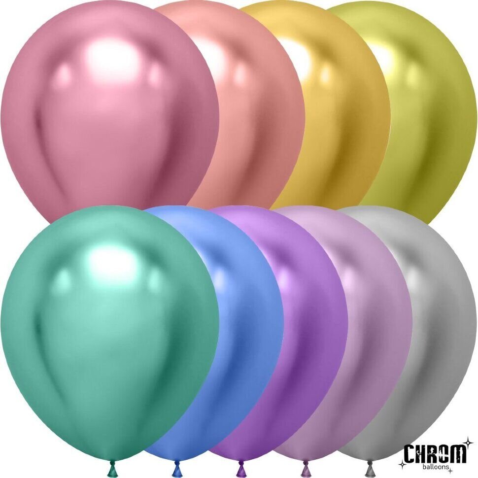 Шар (18'/46 см) Ассорти, хром, 10 шт.