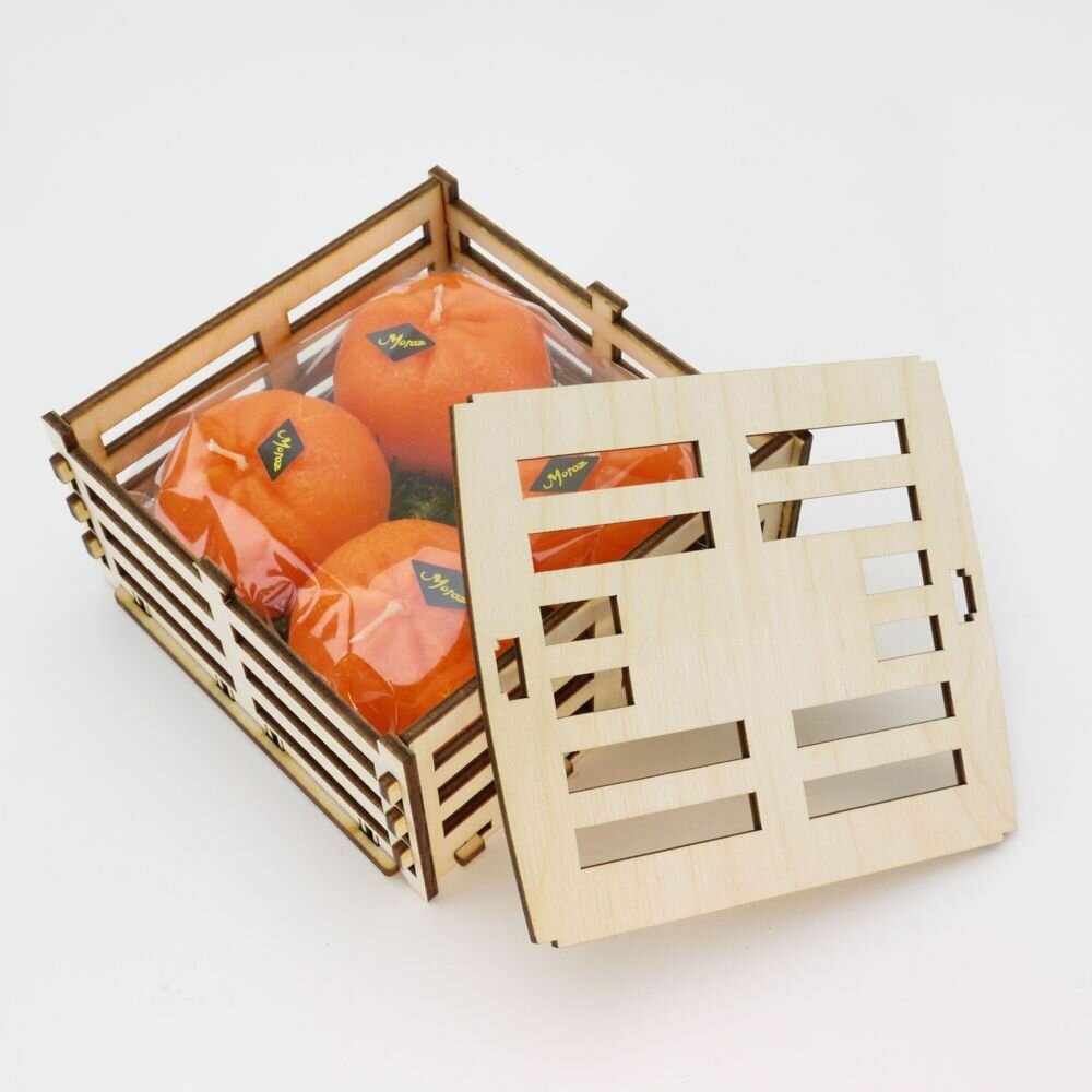 Набор свечей свечи новогодние декоративные восковые ароматическая праздничная Ящик Мандарин оранжевая высота 6 см