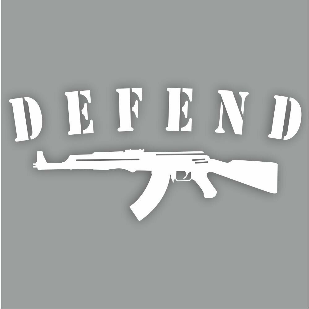 Наклейка "DEFEND ( автомат Калашникова)", 400х200мм, белая, плоттер, Арт рэйсинг