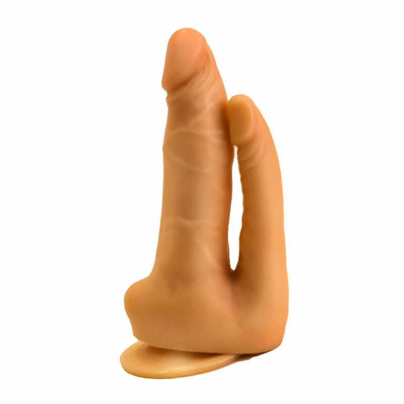 Фаллоимитатор анально-вагинальный LoveToy, на присоске, термопластичная резина, клиторальная стимуляция, 18*3.2 см