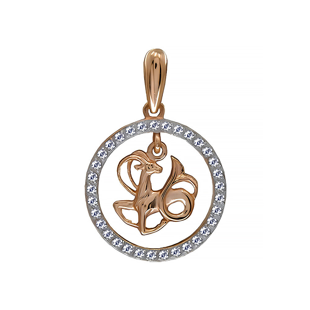 Подвеска, красное золото, 585 проба, фианит