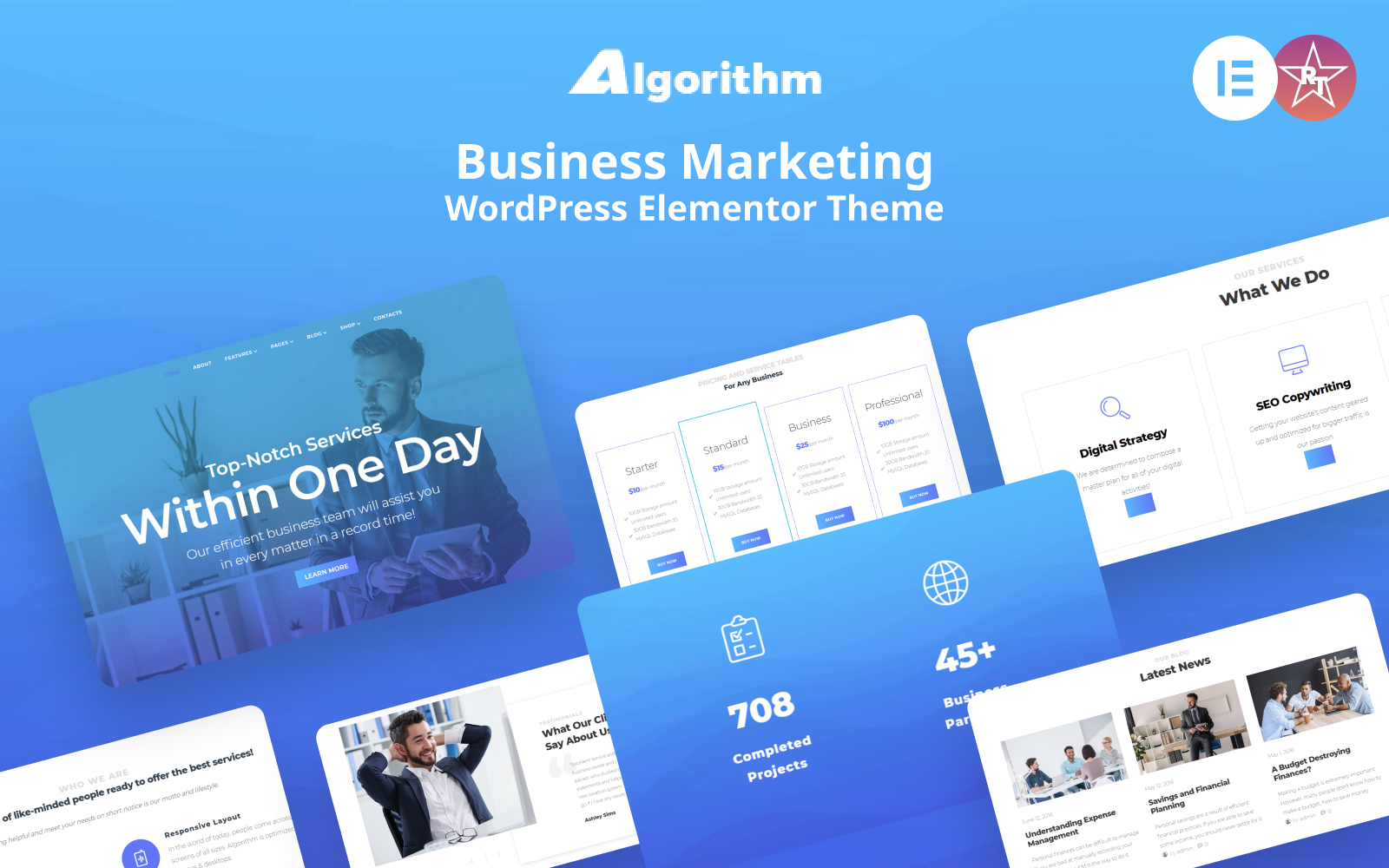 Подарочный сертификат на Шаблон для сайта Вордпресс с демоконтентом Algorithm - Business Marketing WordPress Elementor Theme Theme WordPress