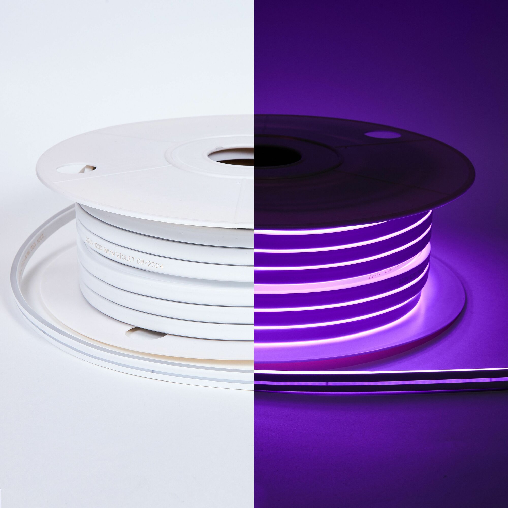 Светодиодная лента неоновая гибкая LUX 220V Eleganz 9 Вт, 2835, 120 LED, IP65 Сиреневый свет, 10м