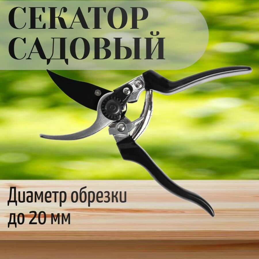 Секатор садовый, диаметр обрезки 20 мм - обладает острыми и прочными лезвиями, легко проникающими в древесину. Ими выполняют аккуратные и ровные срезы.