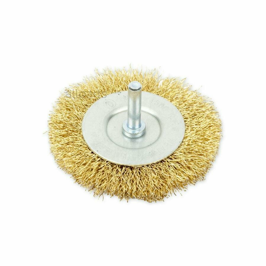 ARNEZI R8041075 Щетка для дрели плоская 75 мм, со шпилькой, латунированная проволока d=0.3мм, 4500 об/мин ARNEZI R8041075