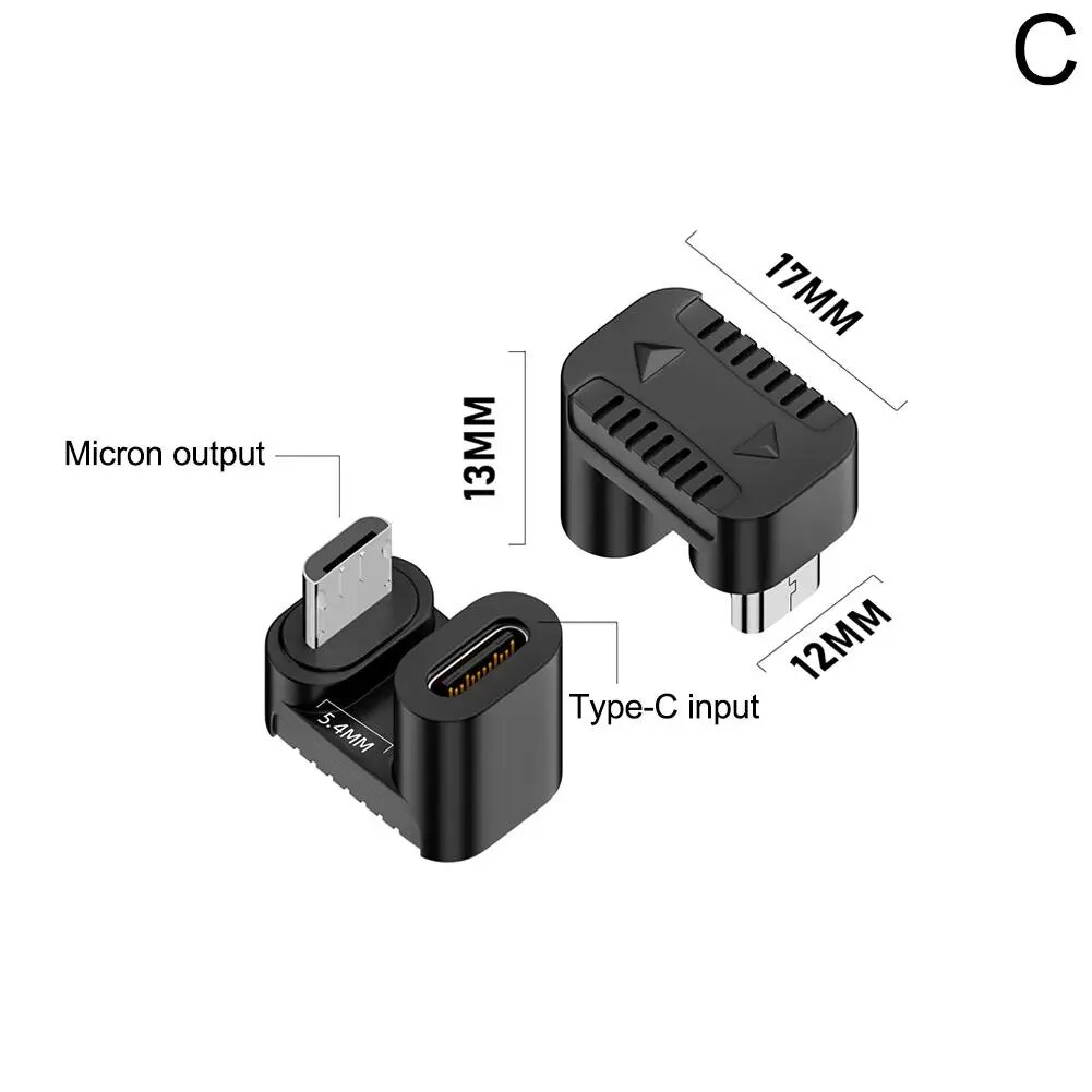 U-образный угловой адаптер USB 2,0 типа C Женский адаптер для телефона Android