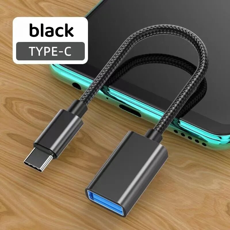 Кабель-конвертер USB Type-C на USB 3,0 OTG для Xiaomi, Samsung, Huawei, Oneplus, OTG, USB-адаптер, кабель передачи данных, соединитель для MacBook Pro Black