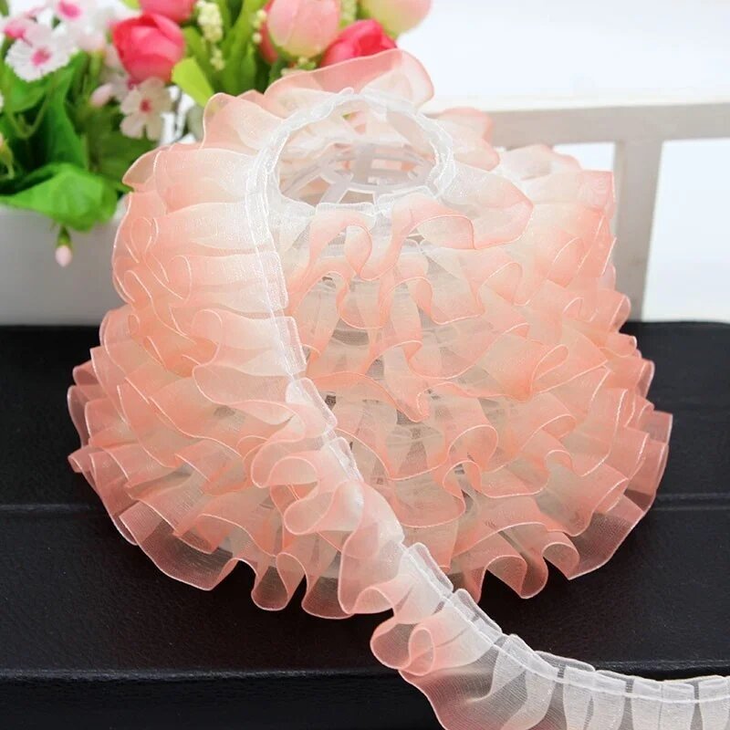 Yoohxin радужный градиент шифон кружевной лента 2.5см