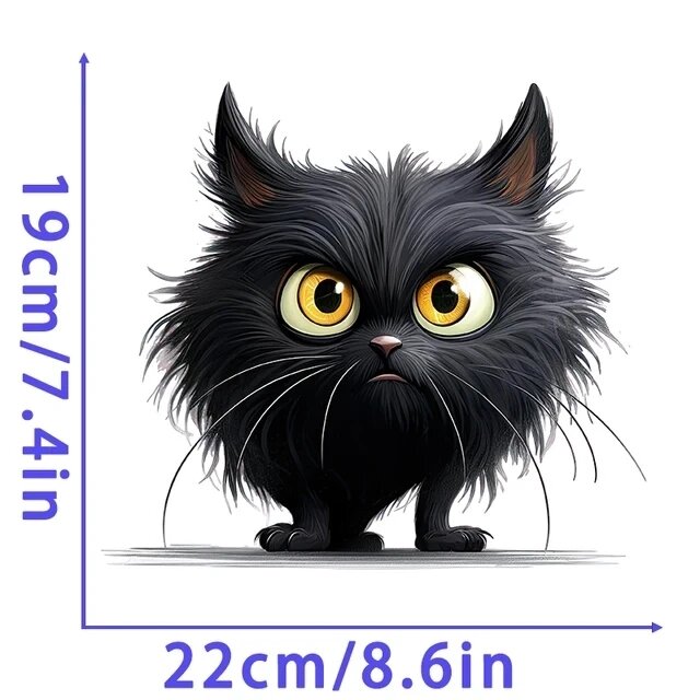 Термонаклейка "Милый черный кот", DTF CS0144-7