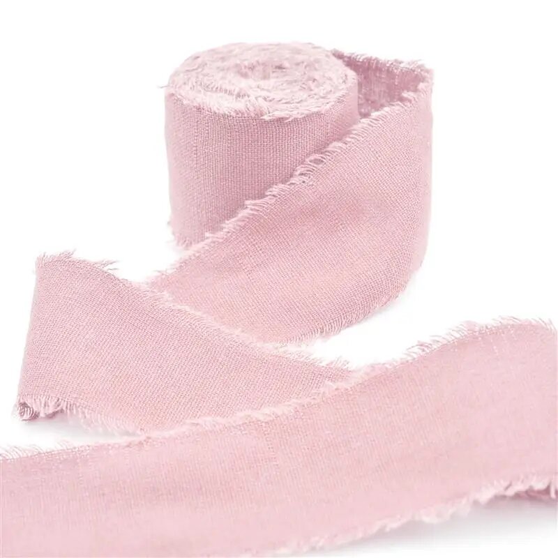 Хлопковая льняная лента 4 см х 5 м Розовый, D
