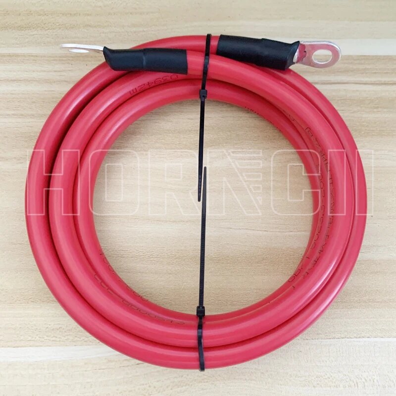 Кабель инвертора HORNCII RVBTC 10-35 мм², медный 250cm length, 4 AWG (25mm2), M8-M8, Red
