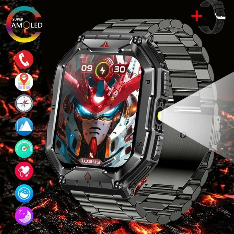 Наружные смарт-часы с gps, фитнес трекер, для андроид, с калькулятором, мужские водонепроницаемые,