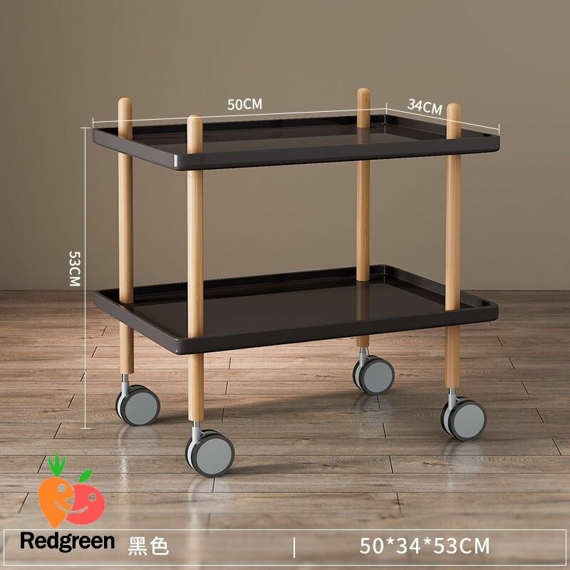 Журнальный столик на маленькой тележке, диван, прикроватная полка