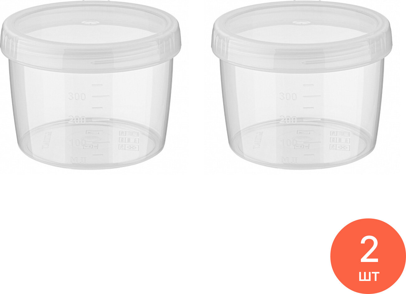Банка для продуктов универсальная Phibo / Фибо Твист БП11392 круглая, с завинчивающейся крышкой, полипропилен, прозрачная, объемом 0.5л / для хранения (комплект из 2 шт)
