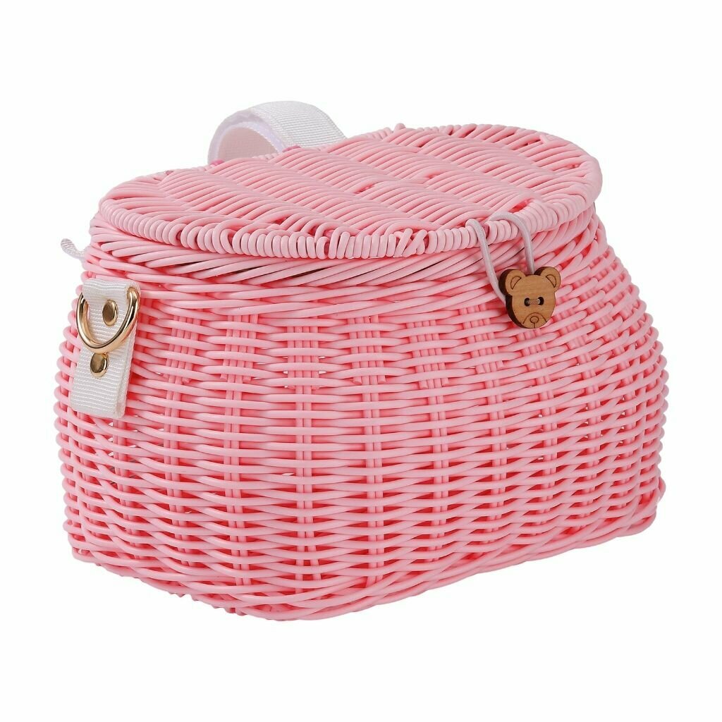 Велосипедная сумка, Корзина для велосипеда с крышкой под ротанг - розовый