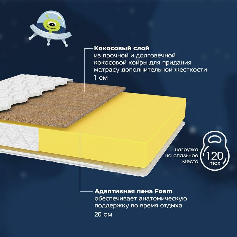 Матрас Dreamtec Roll Emerald 70х140, ортопедический, беспружинный, детский, разная жесткость сторон — фото 1