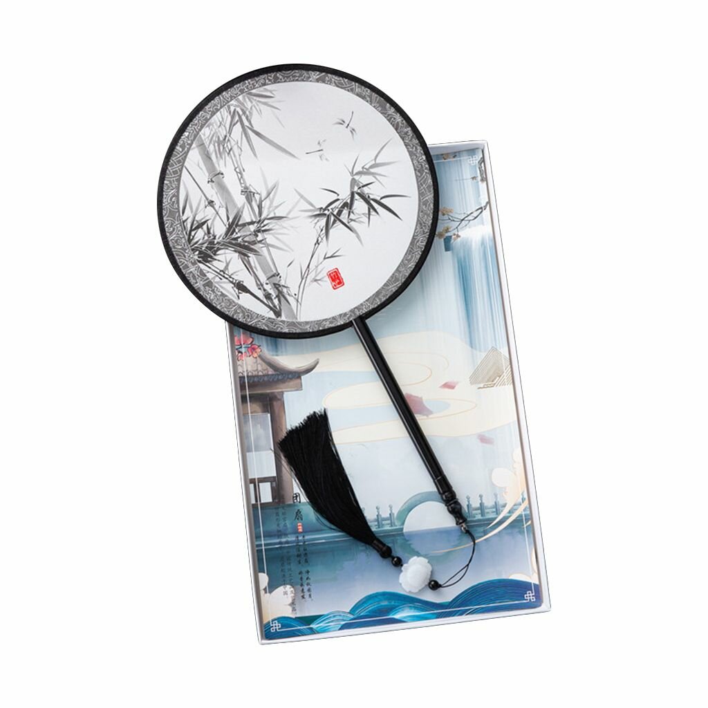 Веер китайский антикварный круглый, - 22