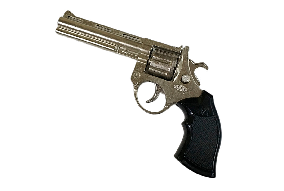 Пистолет металлический револьвер SUPER CAP GUN стреляет пистонами