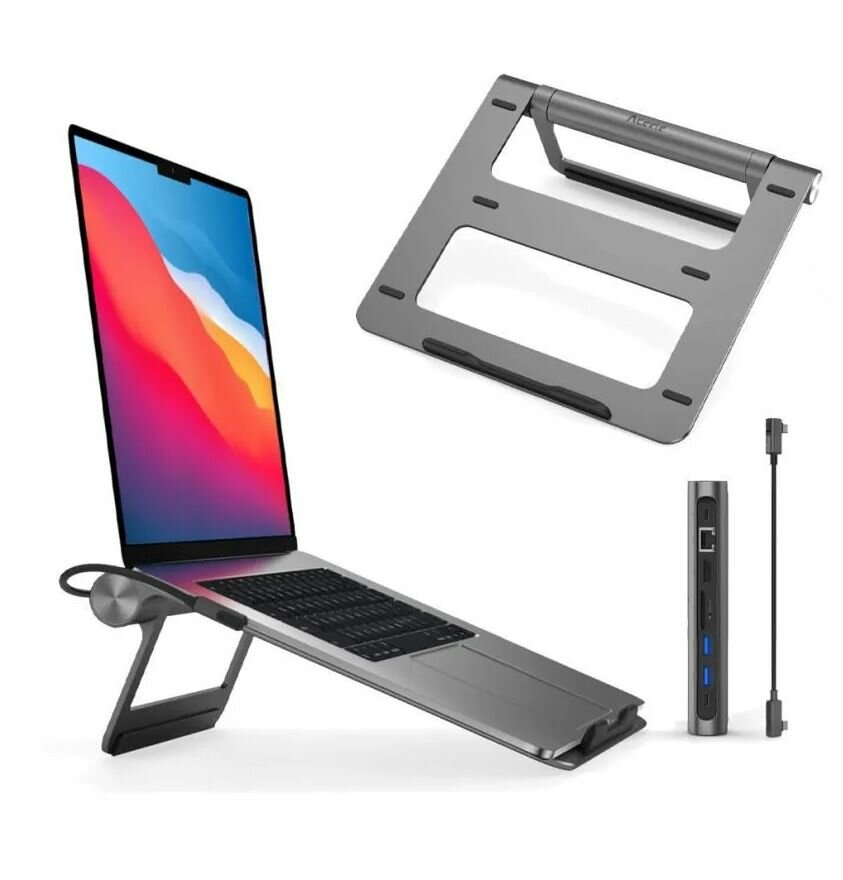 Подставка-переходник Хаб для Macbook WiWU A821CH Laptop Stand Hub / док-станция 8 в 1