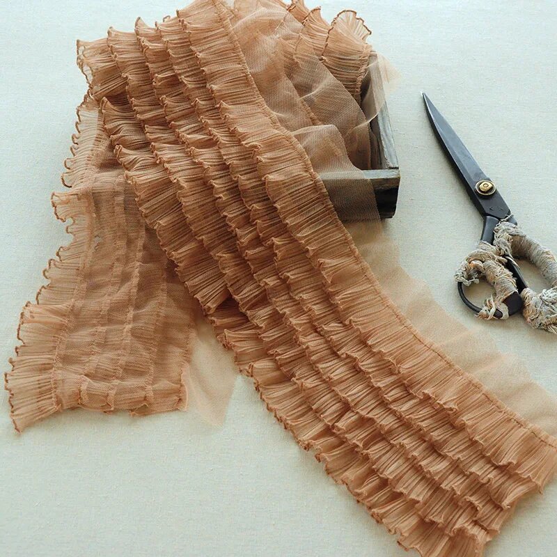 Кружевная лента из фатина, camel, 18 см