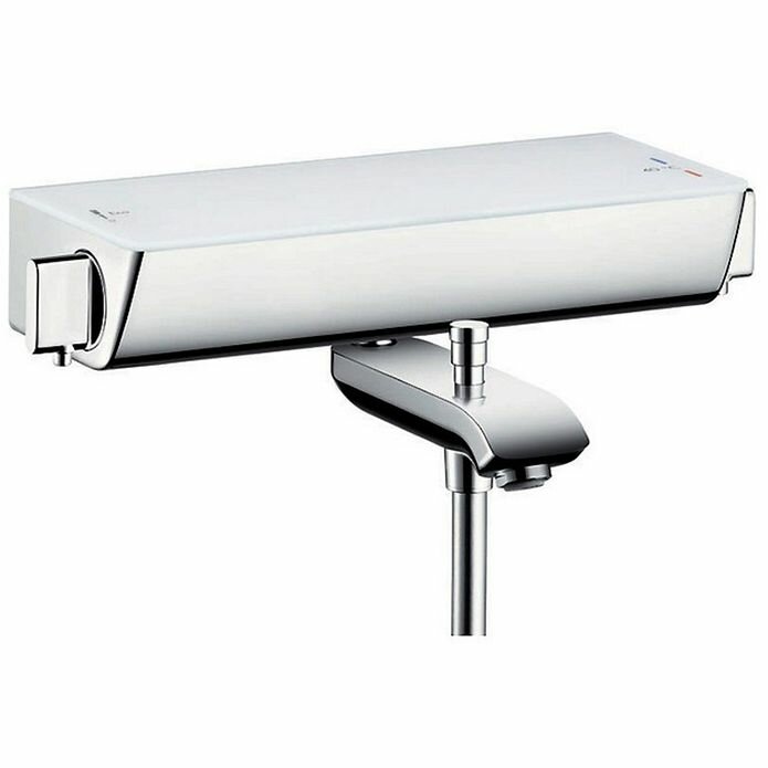 Термостат Hansgrohe Ecostat Select настенный для ванны на 2 источника, с изливом 216 мм, с полочкой из безопасного стекла, цвет: хром 13141000