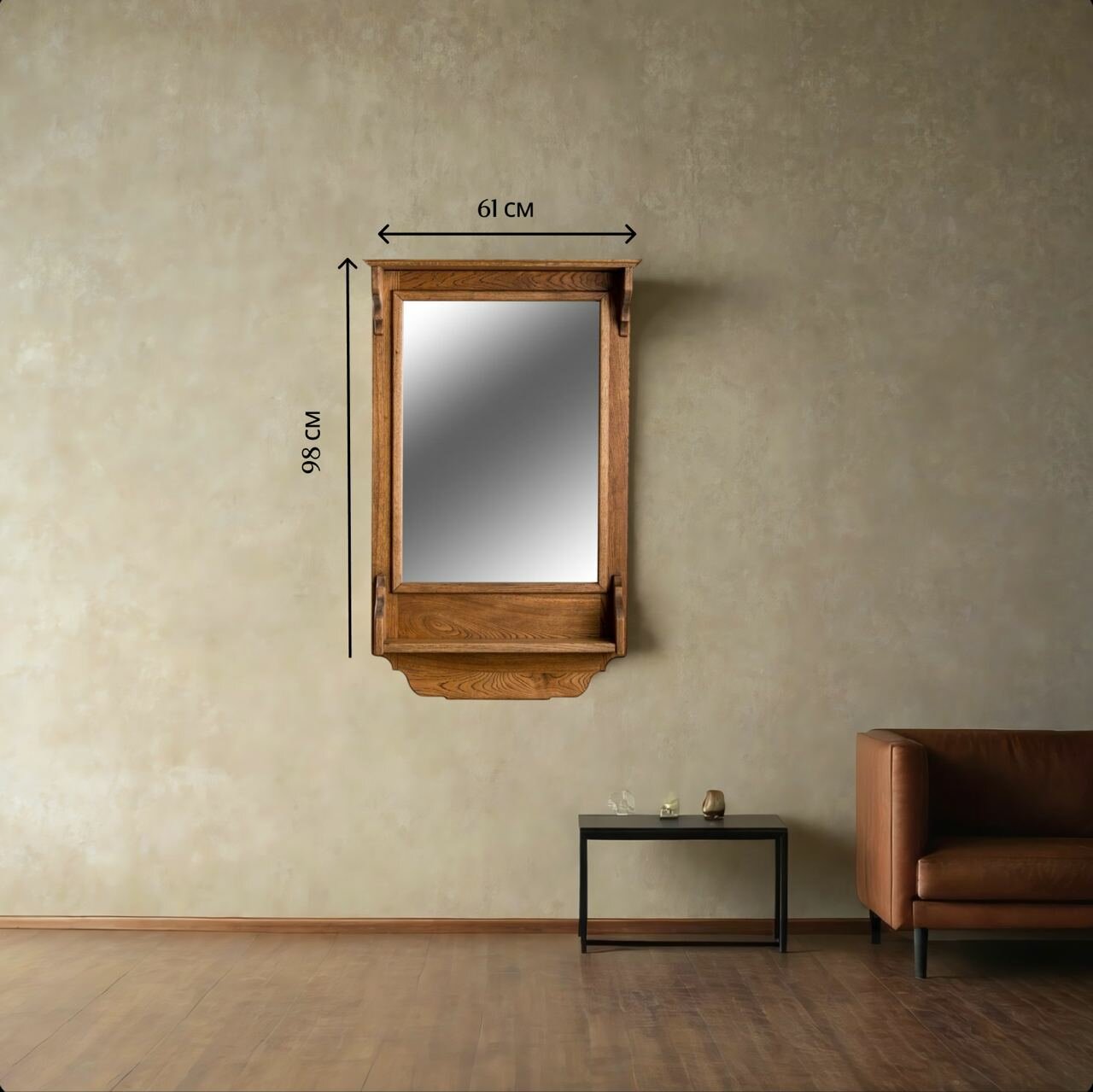 Зеркало Mebel Family Solo Furniture 98x61, винтажное, дуб, Россия