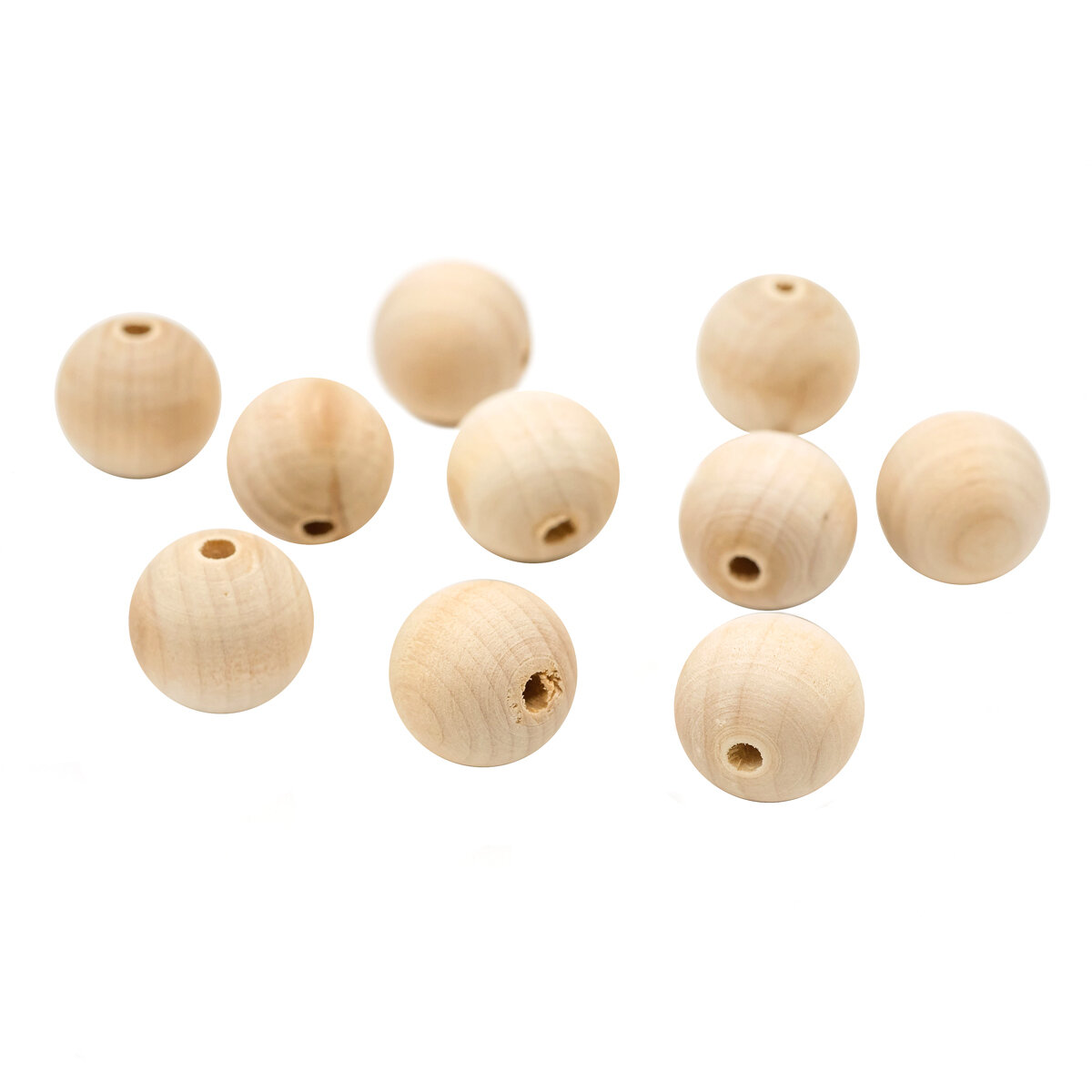 Бусины деревянные, неокрашенные, круглые, 18мм, отв.4мм, 21гр, 10шт/упак