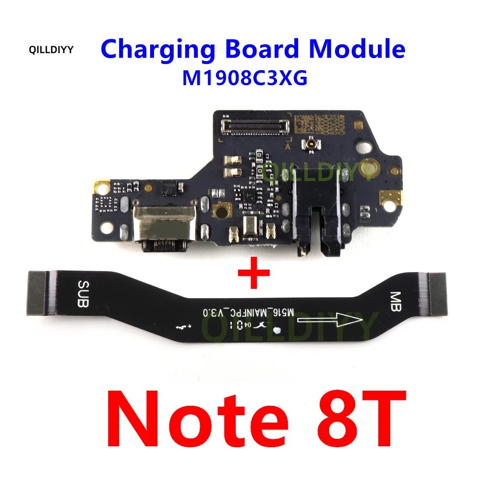 USB-порт для зарядки, микрофон, док-разъем, материнская плата, гибкий кабель для Xiaomi Redmi Note 8T, запасные части типа C 2,0, M1908C3X