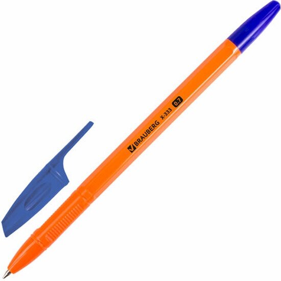 Ручка шариковая Brauberg "X-333 ORANGE", 12+1 В подарок, синяя, комплект 13 шт, узел 0,7 мм, линия 0,35 мм, 144254