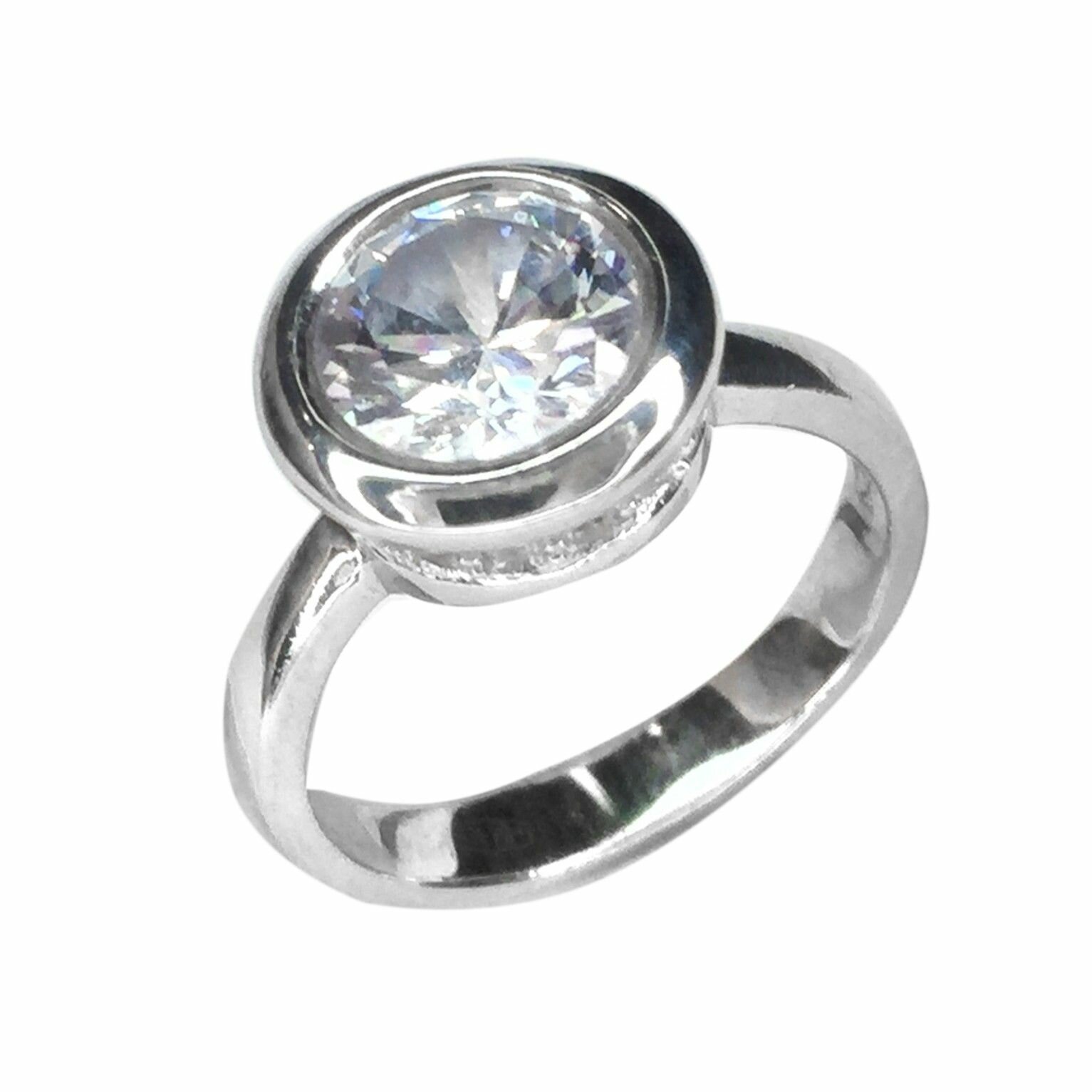 Кольцо тонкое, серебро, 925 проба, родирование, фианит