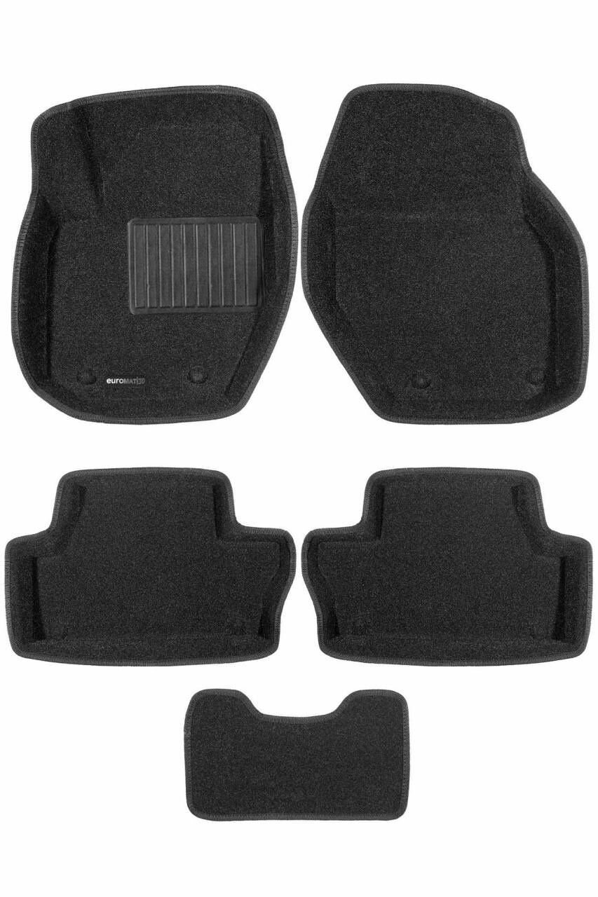 Коврики текстильные 3D Euromat для Volvo XC60 (2008-2017), Volvo S60 II (2010-2018) / 3Д Евромат Вольво ХС60, с полиуретановым подпятником, черные
