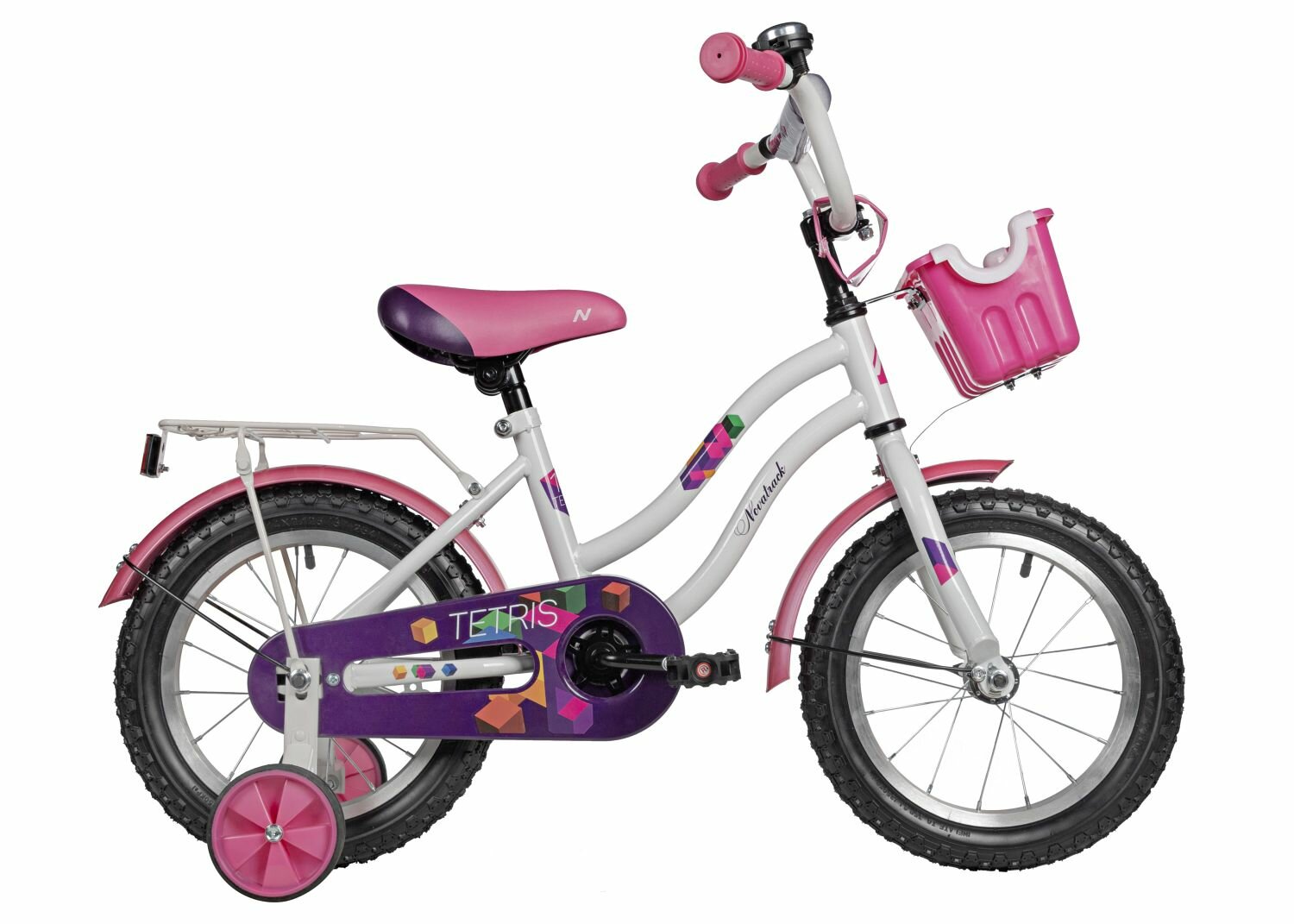 Велосипед Novatrack Tetris 14 (2025), стальная рама, на рост 95-110 см, белый