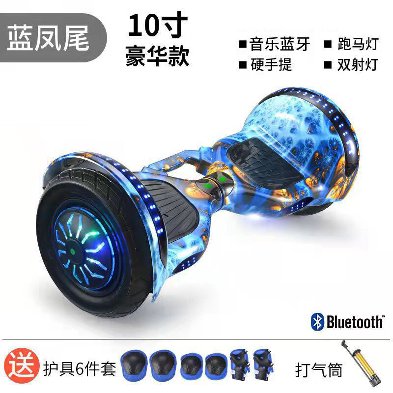 Электрический самобалансирующийся скейтборд для взрослых 10inch года, умный электрический балансировочный скейтборд с ручкой для детей 7-12 лет