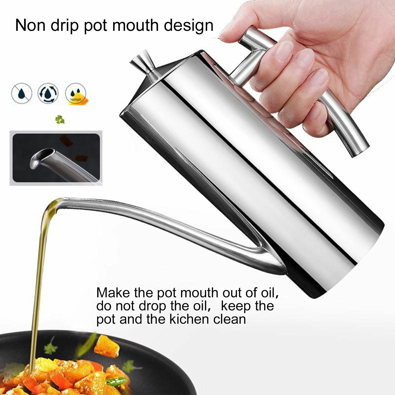 Маслобак из нержавеющей стали 304, герметичный, без капель, диспенсер для масла, бутылка для использования на кухне (700 мл)