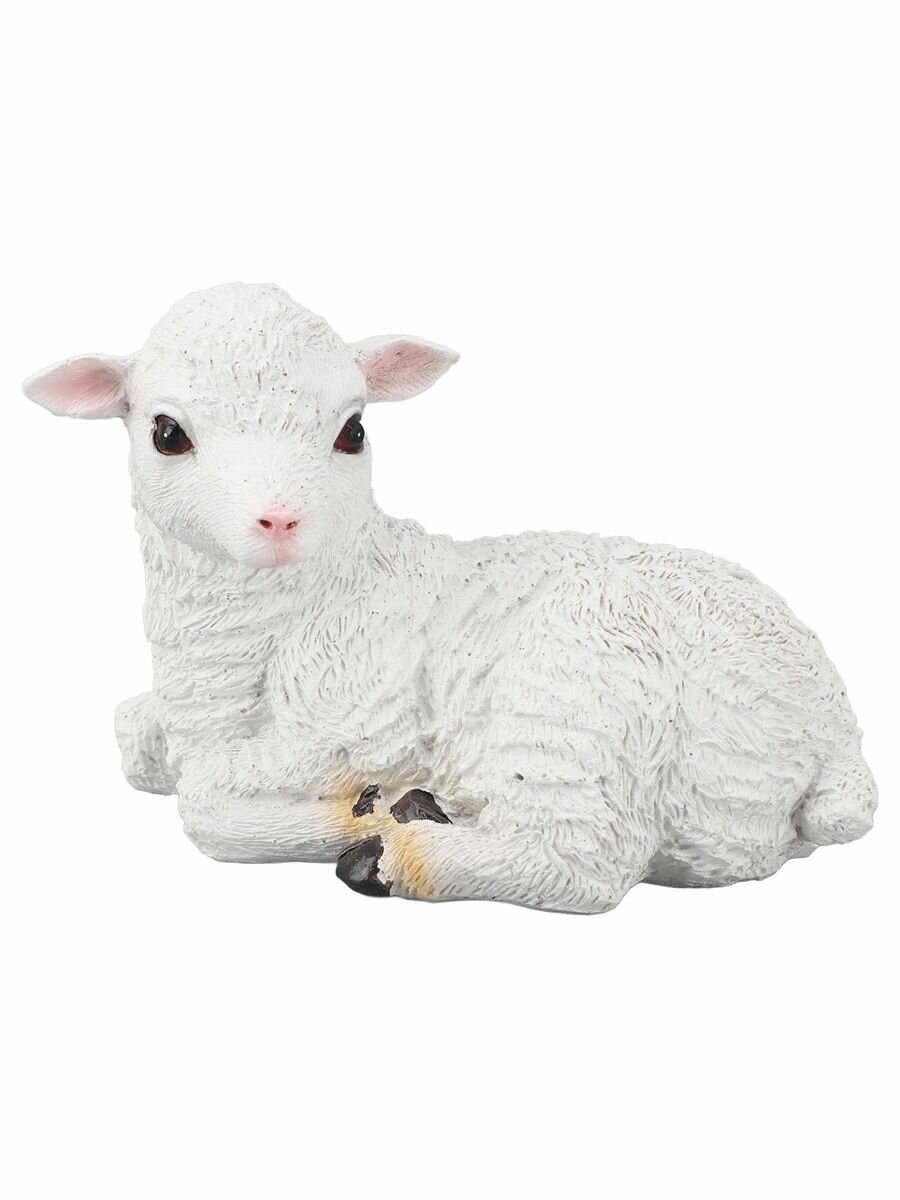 Статуя ягненка, реалистичная фигурка овцы из смолы ручной работы для внутреннего и наружного декора, садовая скульптура в позе лежа, уникальный подарок для украшения дома