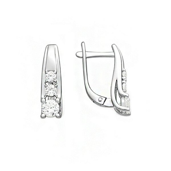 Серьги, серебро, 925 проба, фианит