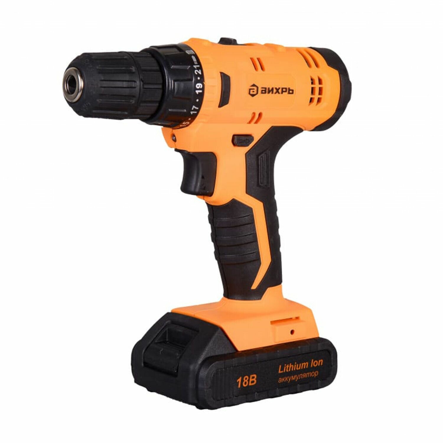 Дрель-шуруповерт Вихрь безударная, с двумя аккумуляторами, 1,5 Ач, 18 В, ДА-18Л-2КА (72/14/25)