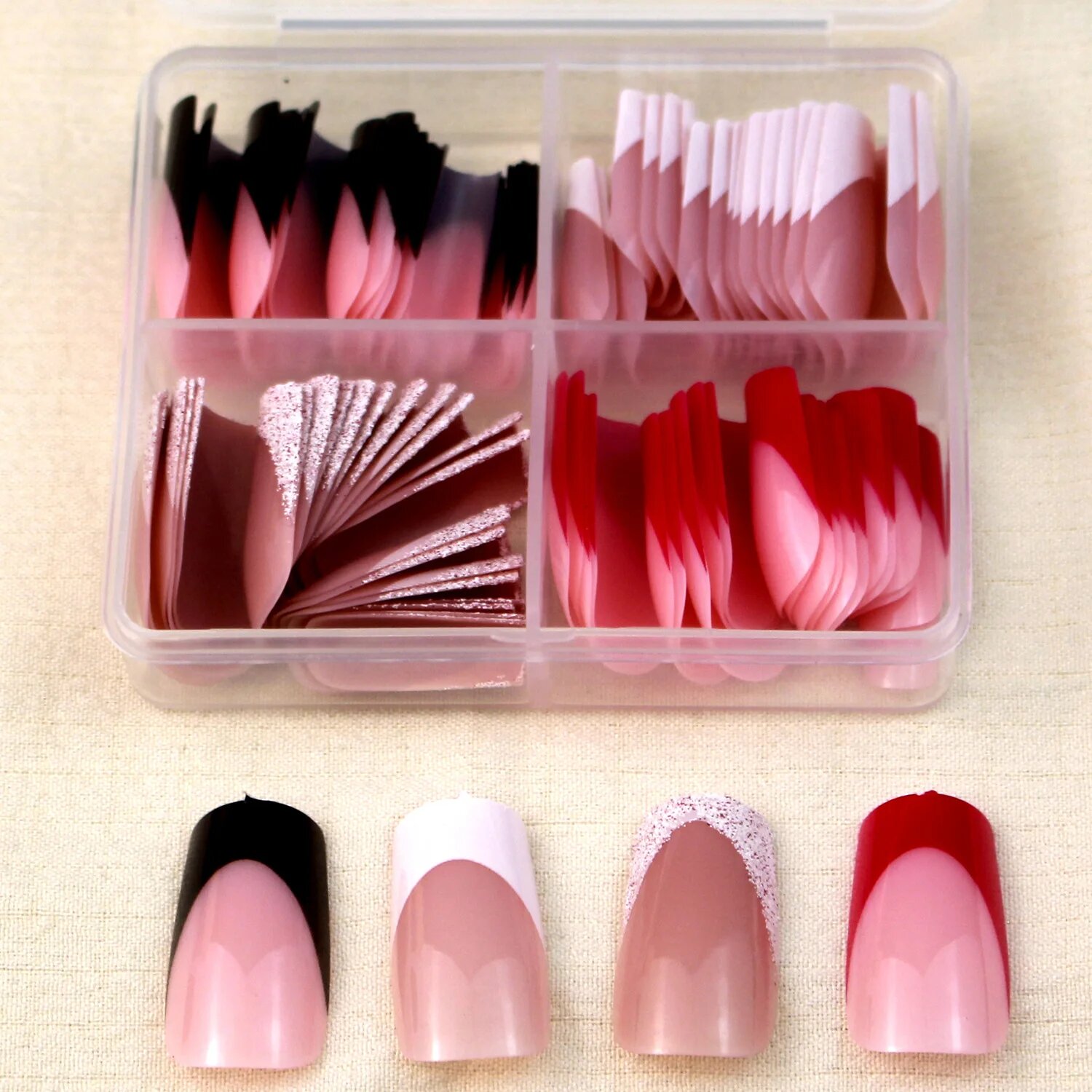 Глянцевые накладные ногти 96 шт, смешанные цвета, квадратные, для женщин ZF-FS-96Pcs