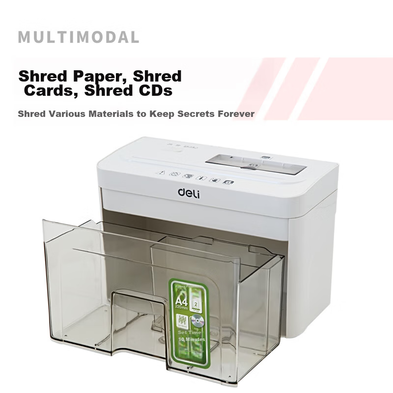Deli 4-Level Confidential Desktop Paper Shredder for Home And Office Use, Can Shred Cards And CDs, 2 Sheets Per Pass, 10 Minutes Continuous Shredding, 3.5L, 92614