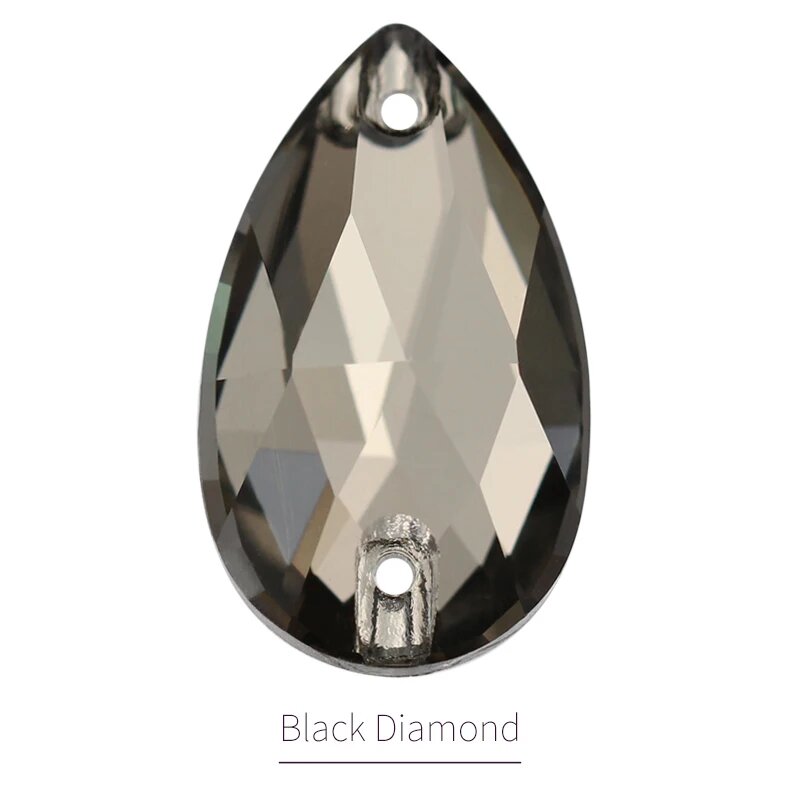 Стразы стеклянные капля Black Diamond 17x28 мм