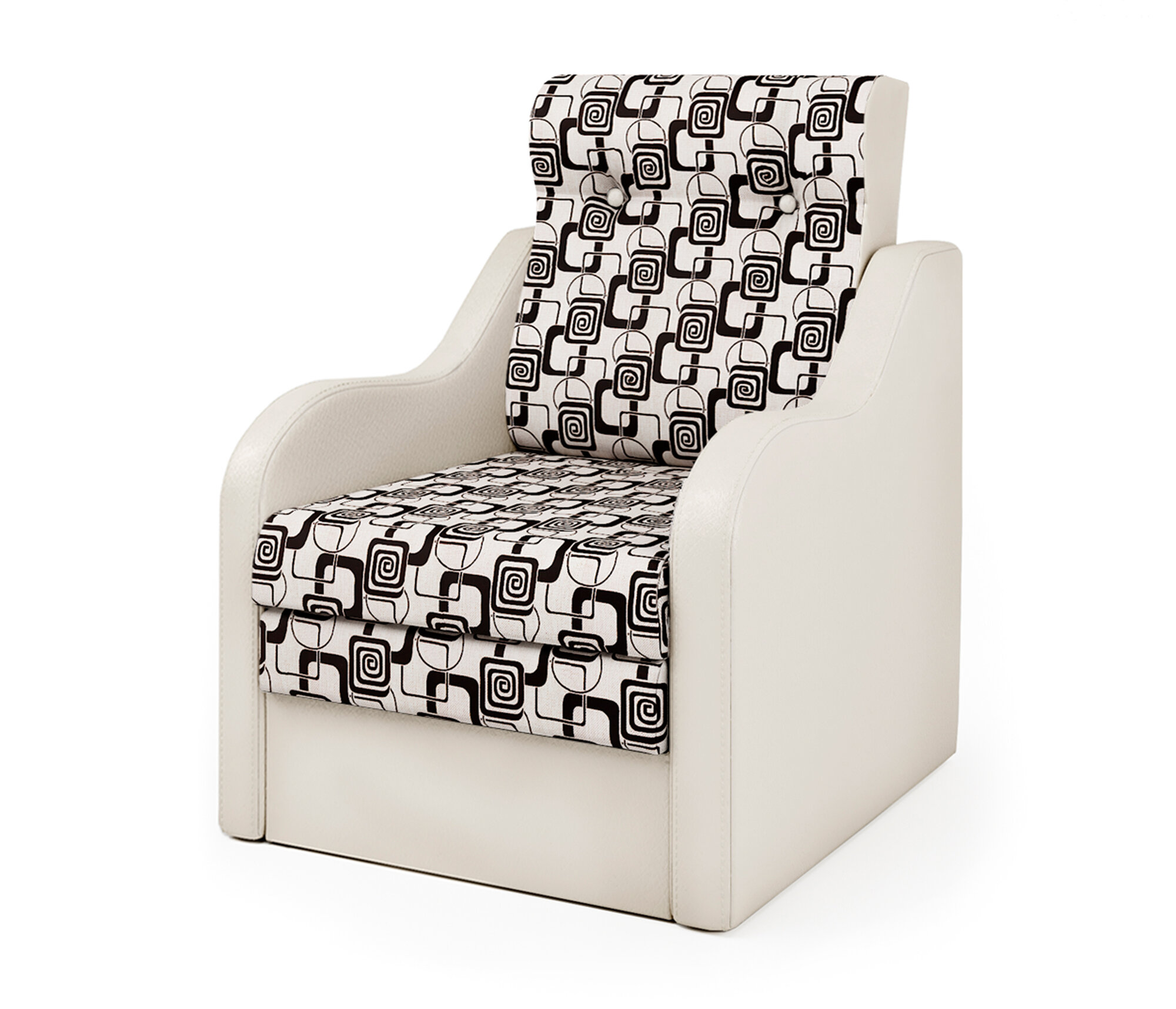 Кресло-кровать Шарм-Дизайн Классика В раскладное кресло, с ящиком для белья, 62х190 см, экокожа бежевый и ромб