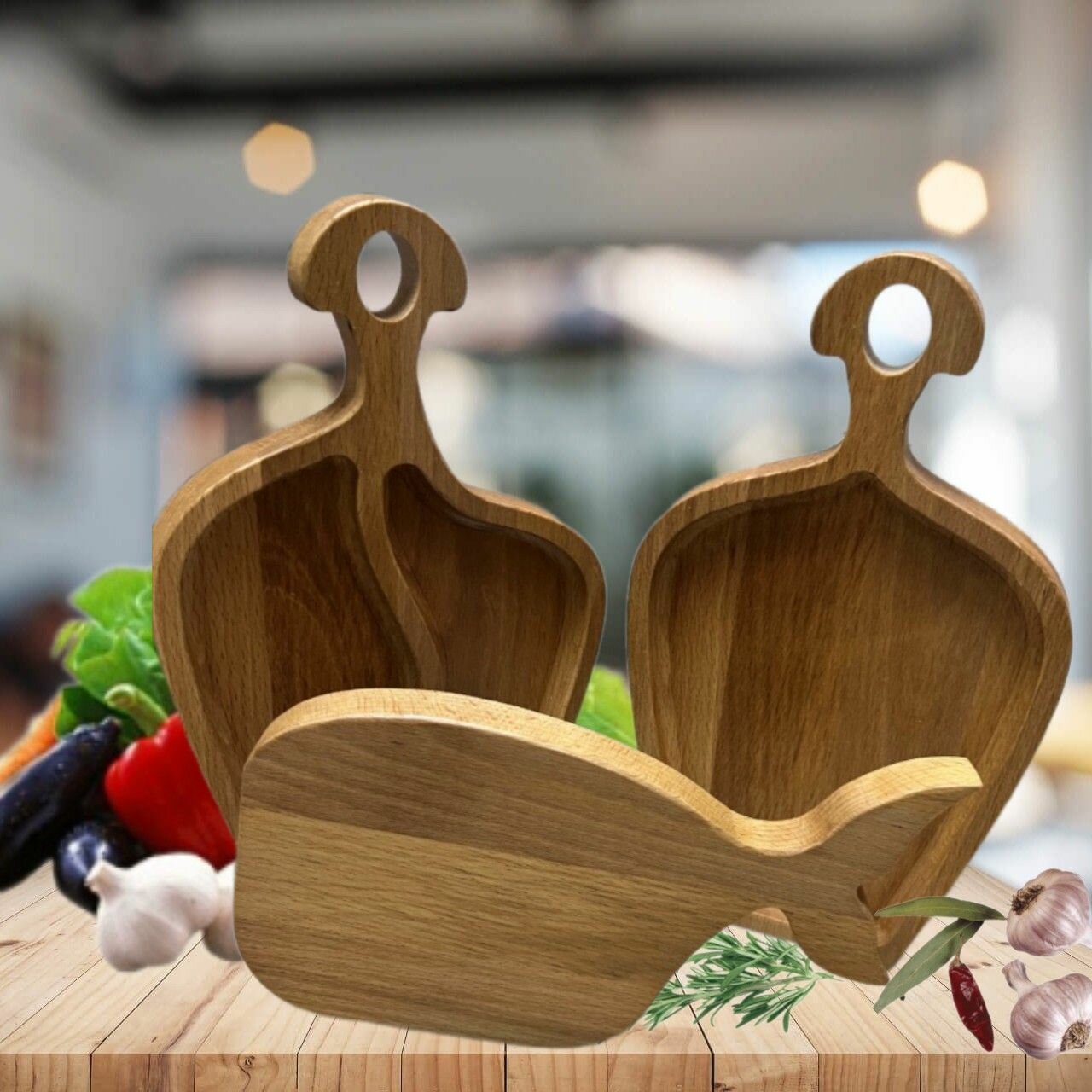 Доски разделочные набор из бука с выборкой