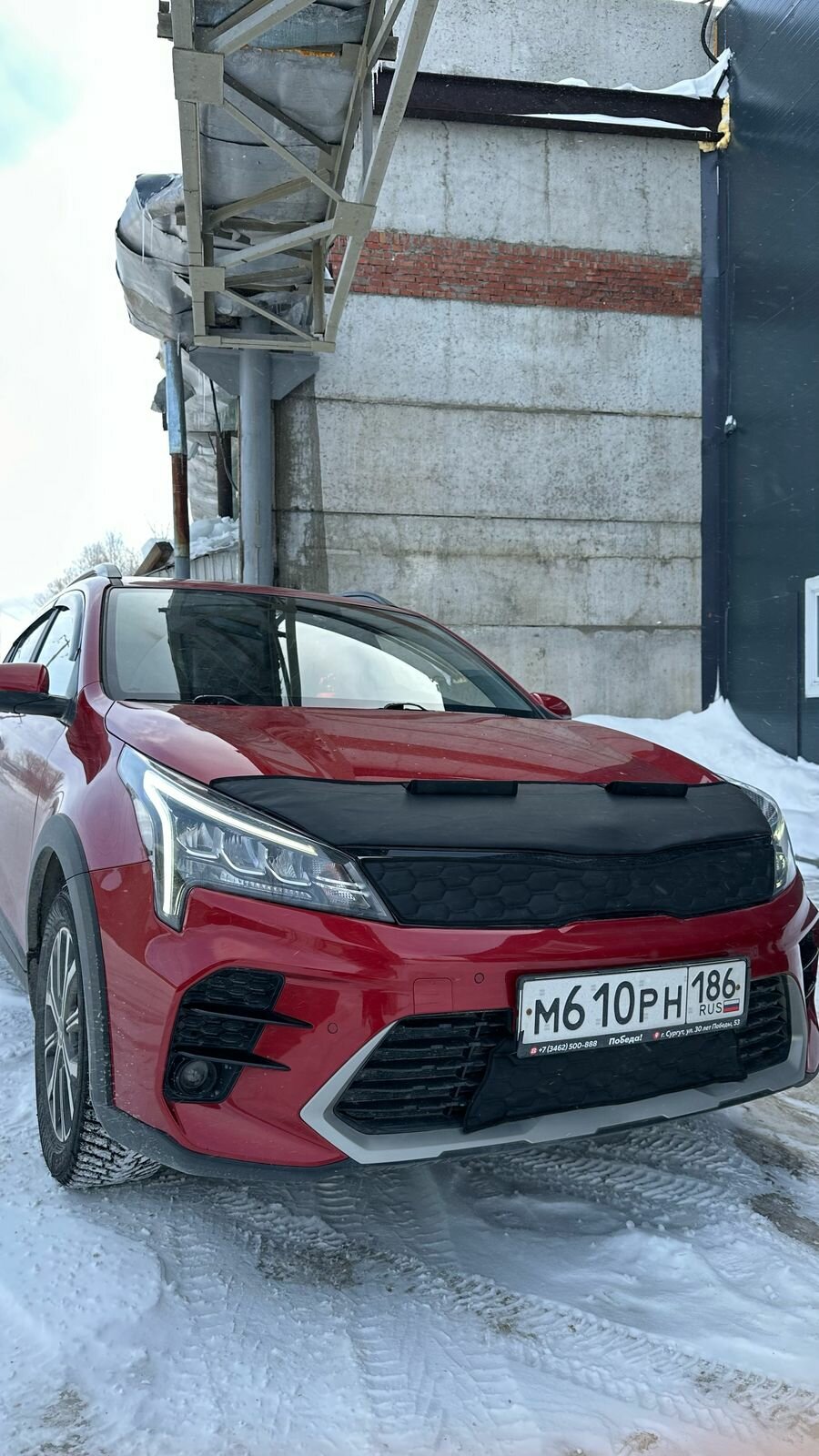 Дефлектор капота Кожаный для Kia Rio X (Киа РИо) 2021 -2023