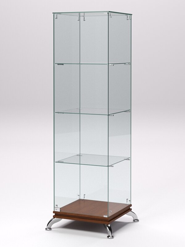 Витрина стеклянная "примавера классик" №1 (с дверкой, задняя стенка - стекло), Орех