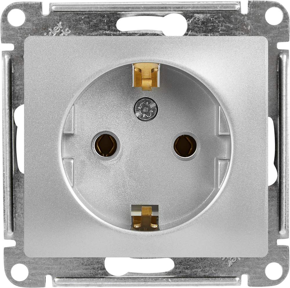Розетка встраиваемая Systeme Electric Glossa с заземлением цвет алюминий