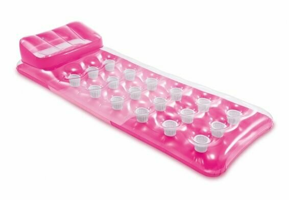 Надувной матрас Intex 58890, для плавания, розовый, интегрированные подушки