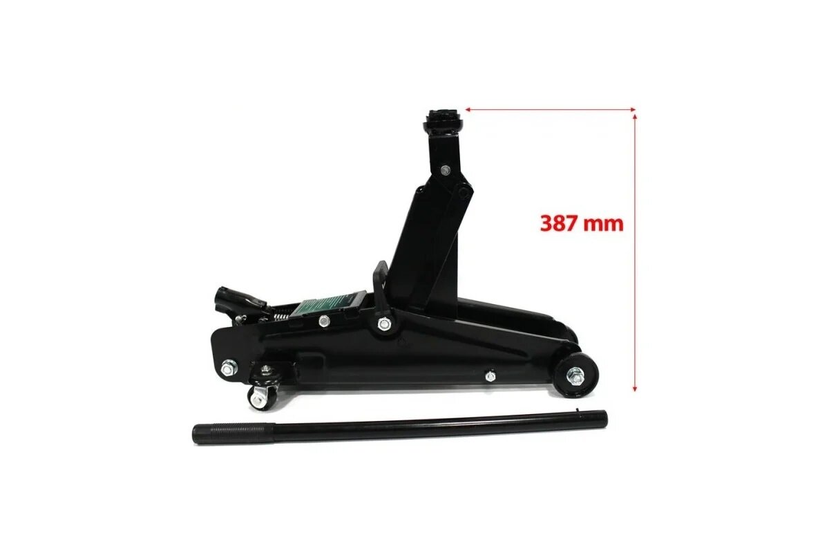 Домкрат подкатной гидравлический 2,5т с резиновой накладкой (h min 135мм, h max 387мм) в кейсе, без фиксации ROCKFORCE