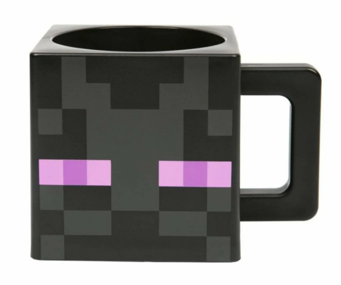 Квадратная кружка Майнкрафт Эндермен 230 мл с фиолетовыми глазами для чая и кофе, стильный подарок для фанатов игры
