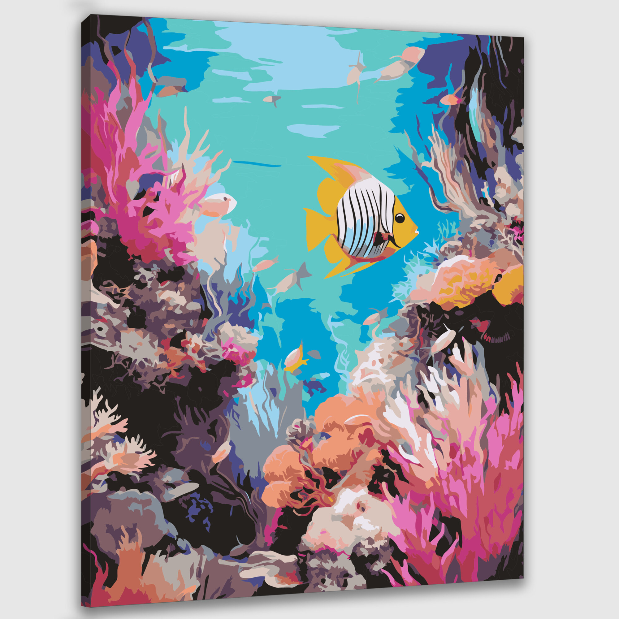 Картина по номерам 40x50 см, тропические рыбы, морская флора, морская фауна, коралловые рифы, водные растения